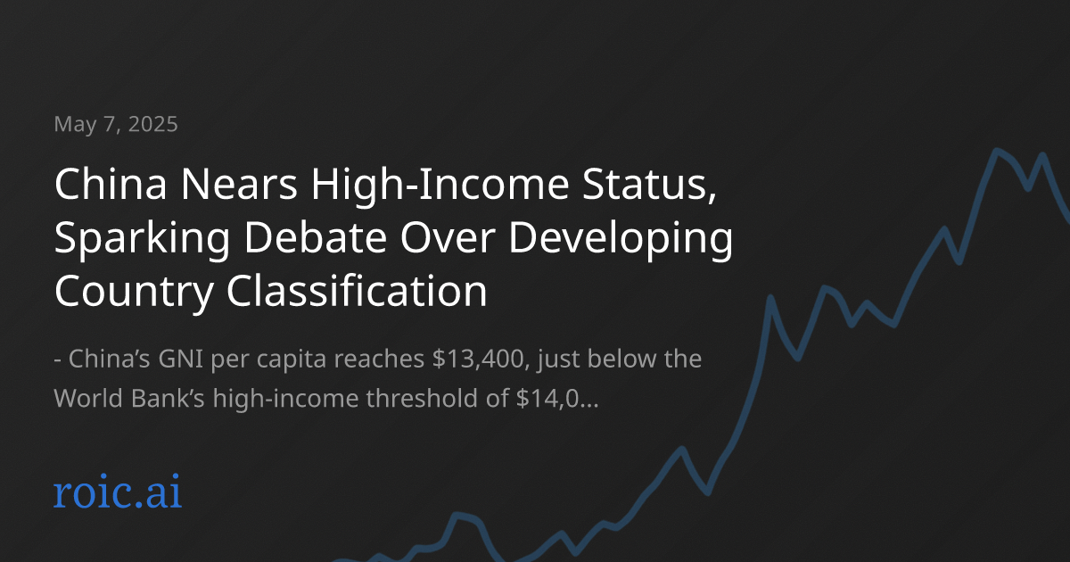China Nears High-Income Status, Sparking Debate Over Developing Country ...
