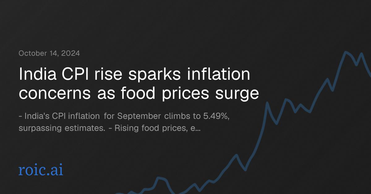 India CPI rise sparks inflation concerns as food prices surge — Roic News