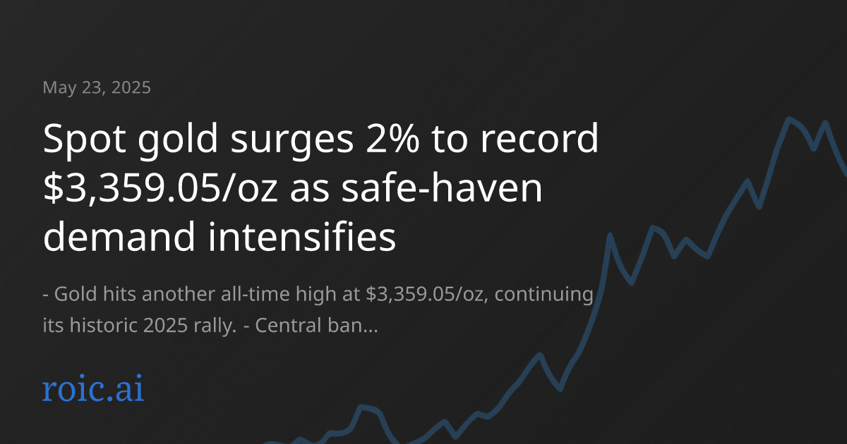 Spot gold surges 2% to record $3,359.05/oz as safe-haven demand ...