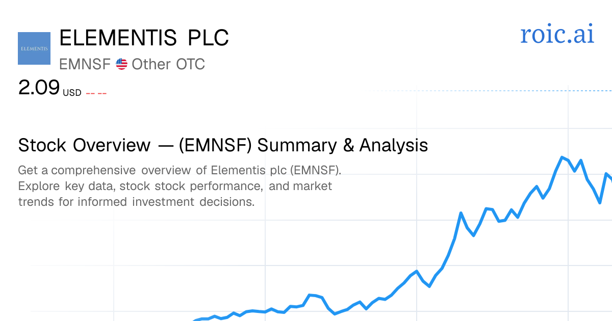 Elementis plc Stock Overview — EMNSF Summary & Analysis — Roic AI