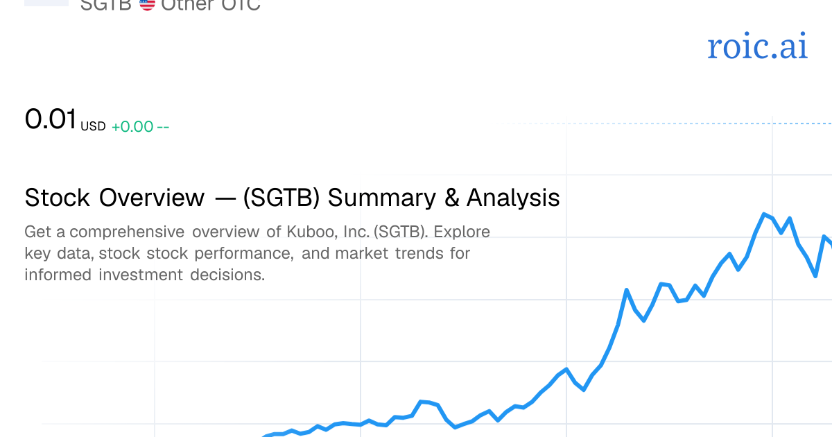 Kuboo, Inc. Stock Overview — SGTB Summary & Analysis — Roic AI