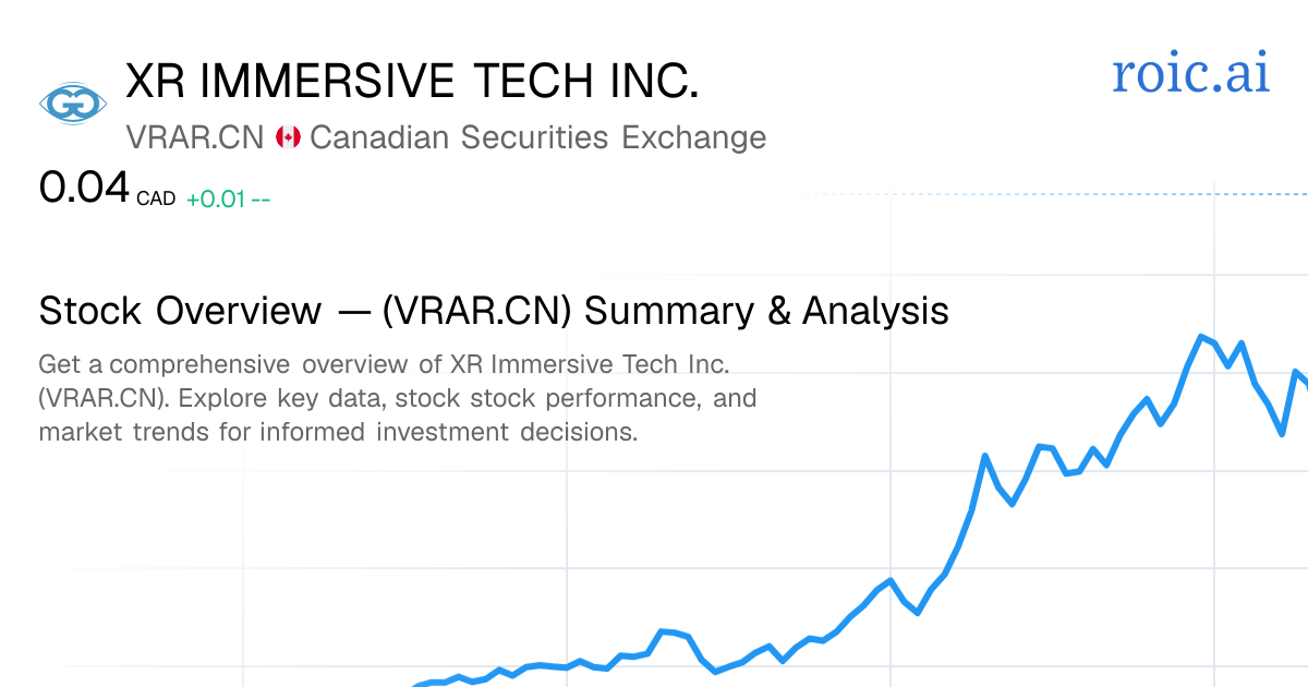 XR Immersive Tech Inc. Stock — VRAR.CN Overview — Roic AI