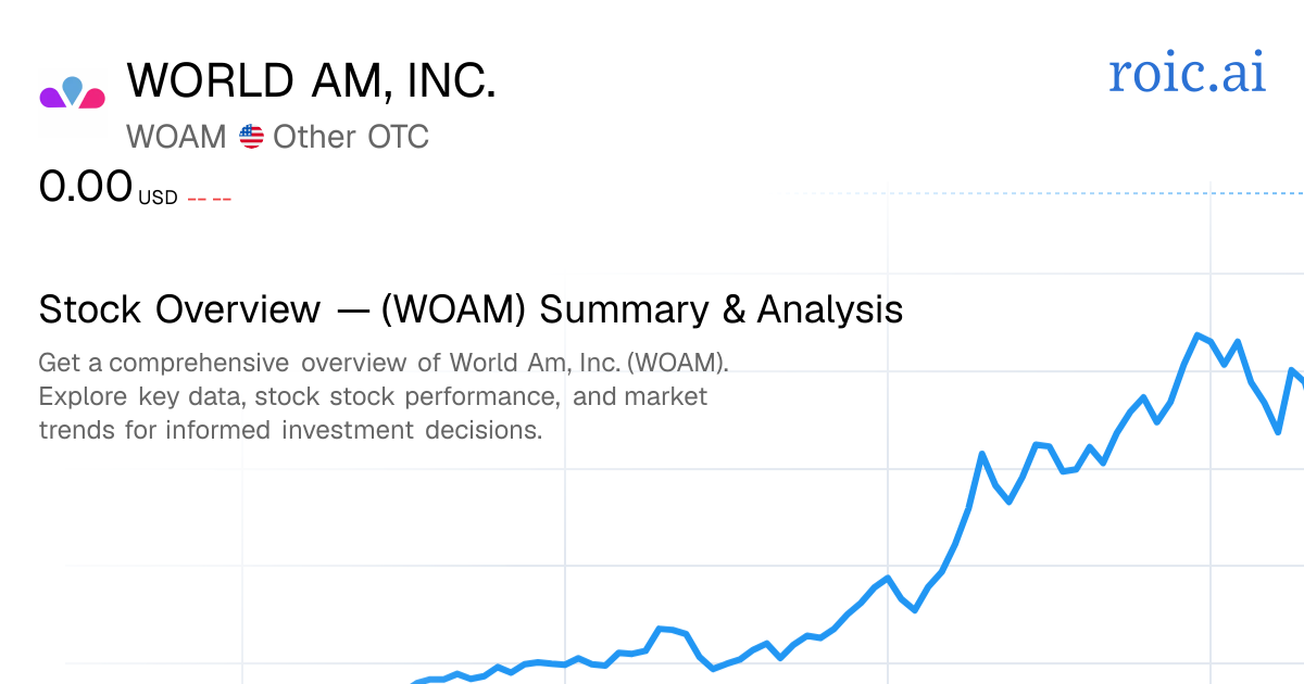 World Am, Inc. Stock Overview — WOAM Summary & Analysis — Roic AI