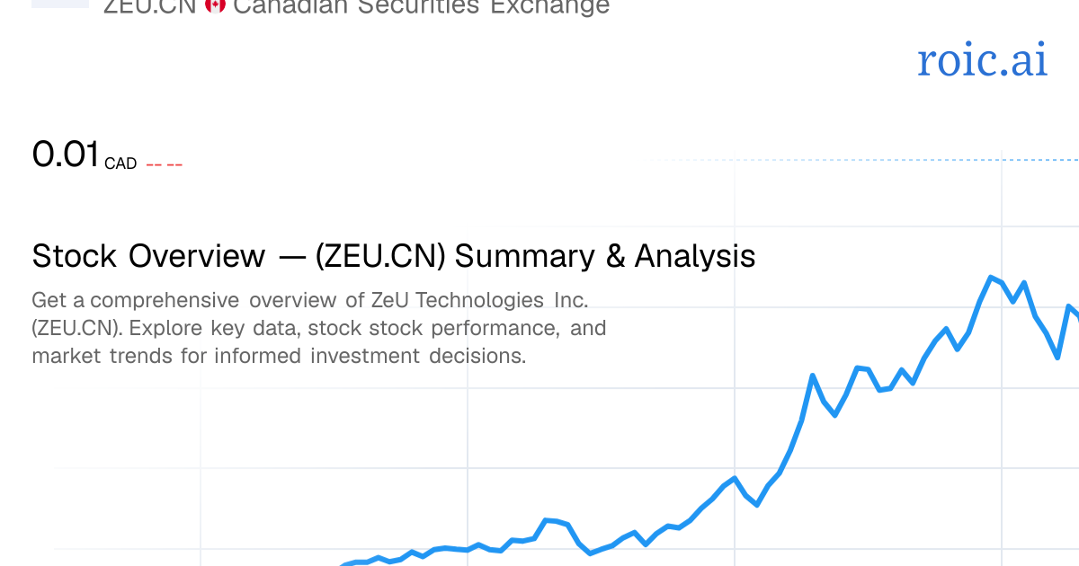 ZeU Technologies Inc. Stock — ZEU.CN Overview — Roic AI
